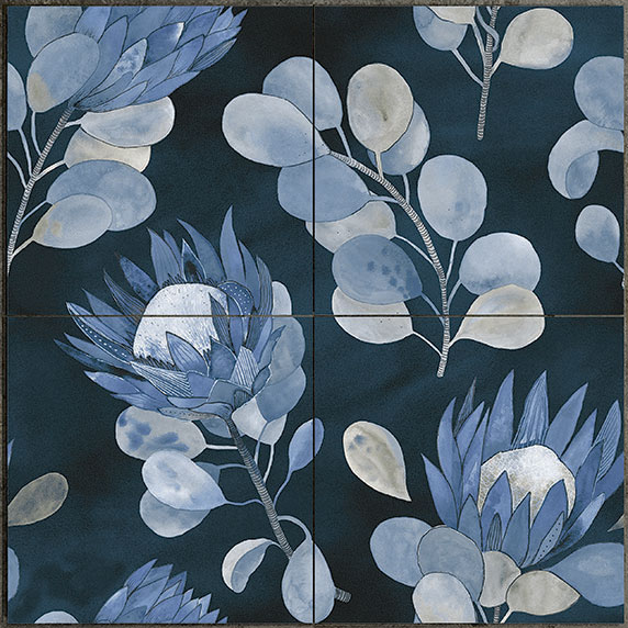 Floral Tile Protea Blue - Jennoli Art